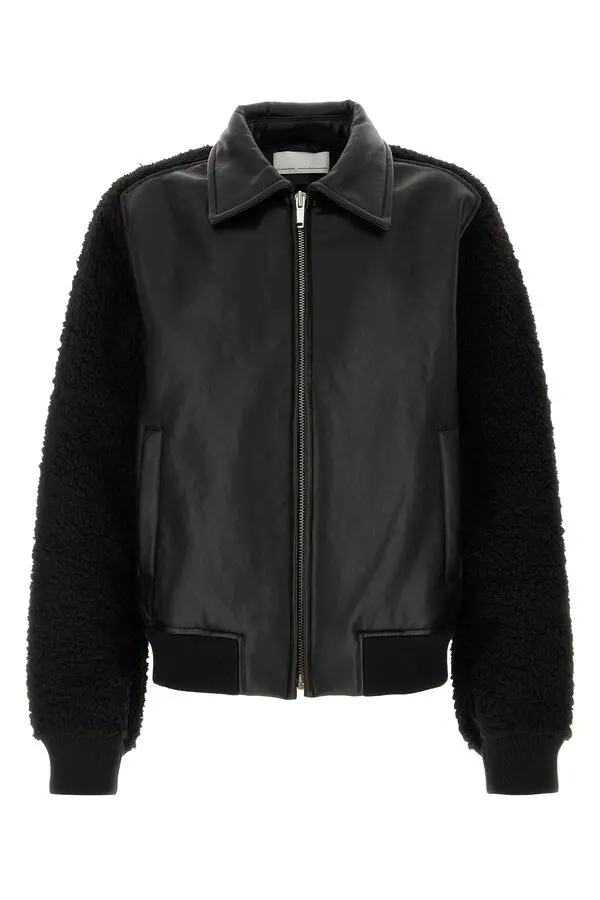 Random Identities Leather Jacket With Teddy Inserts