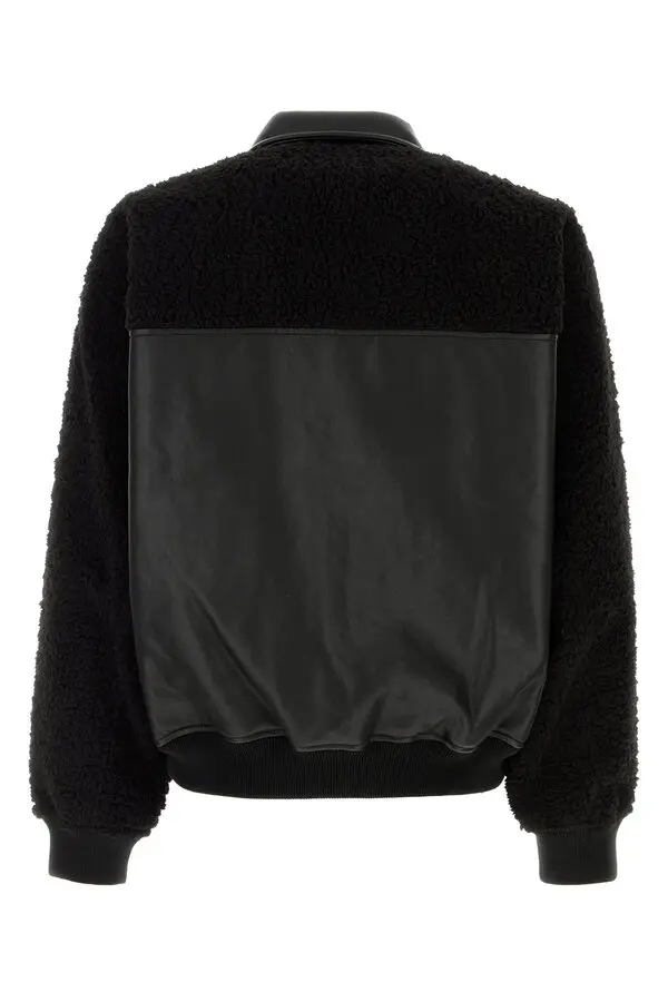 Random Identities Leather Jacket With Teddy Inserts