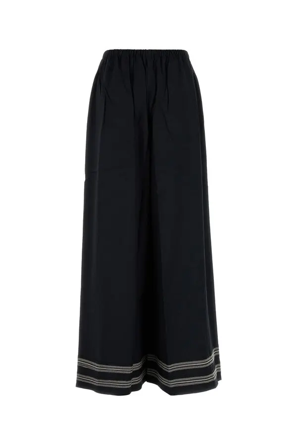 BODE Viscose Mathilde Wide-leg Trousers With Embroidered Hem - Black