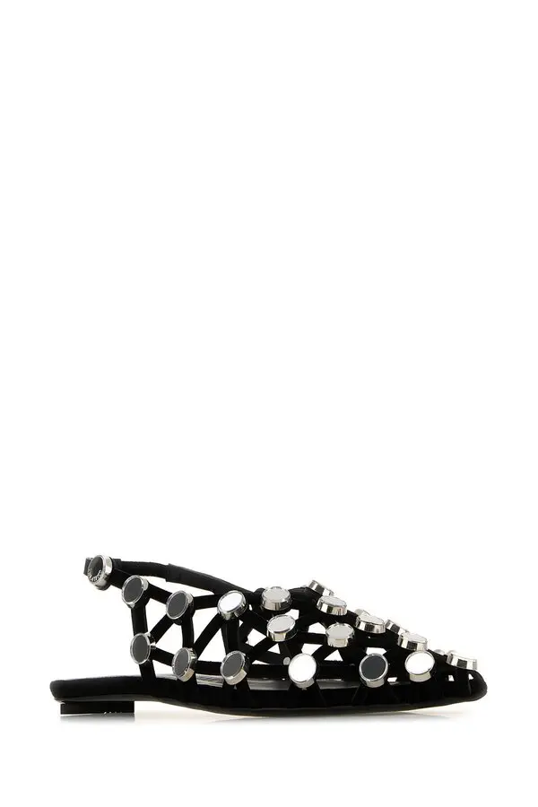 Attico Suede Grid Ballerinas With Embellishments - Black