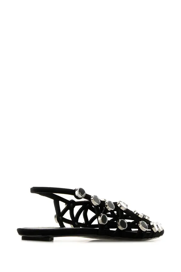 Attico Suede Grid Ballerinas With Embellishments - Black