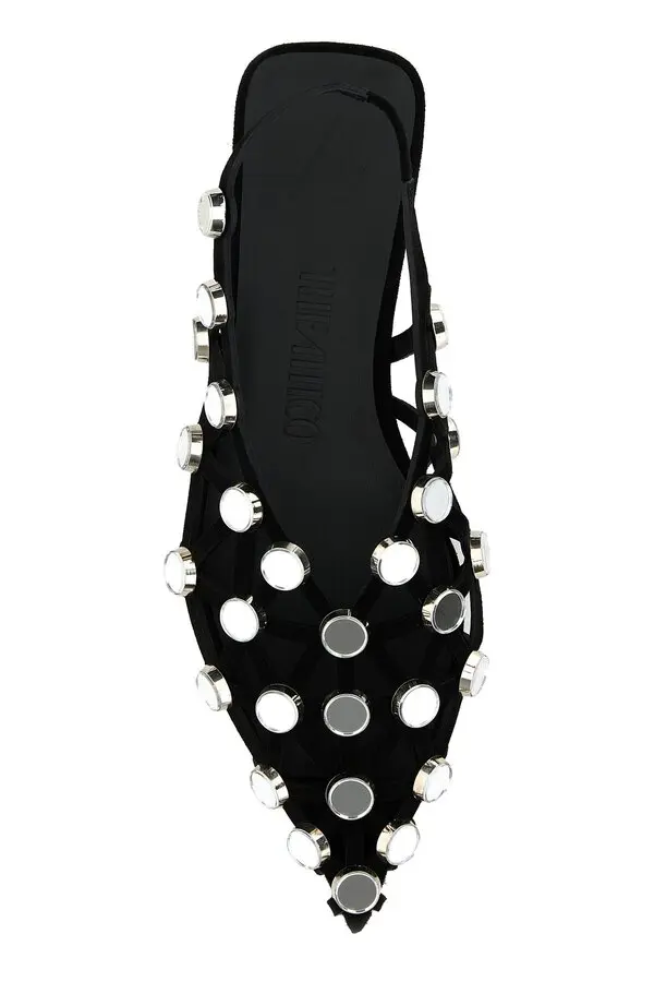 Attico Suede Grid Ballerinas With Embellishments - Black