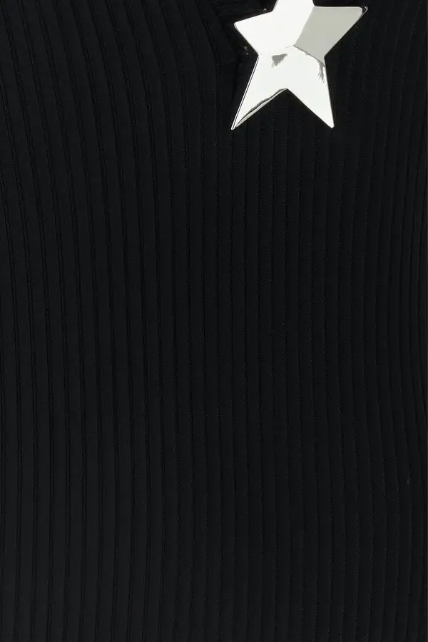 AREA Ribbed Stretch Viscose Dress With Metallic Detail