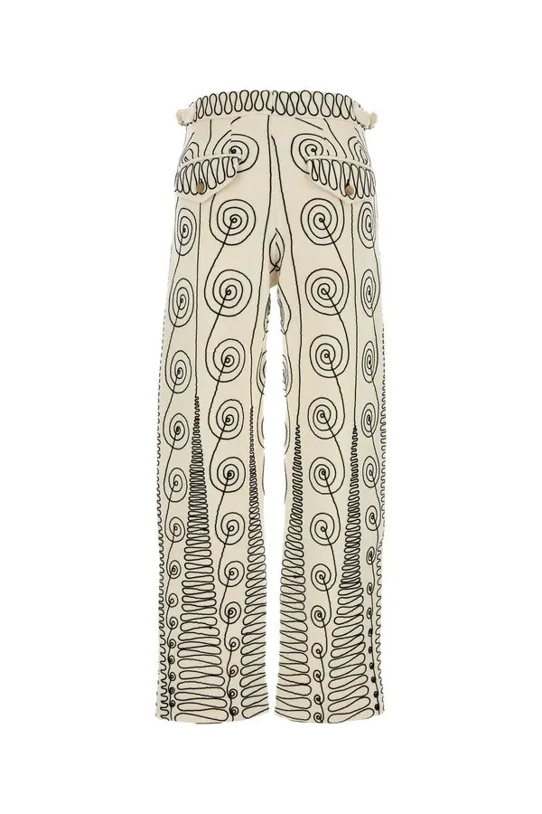 BODE Embroidered Wool Quillwork Pants