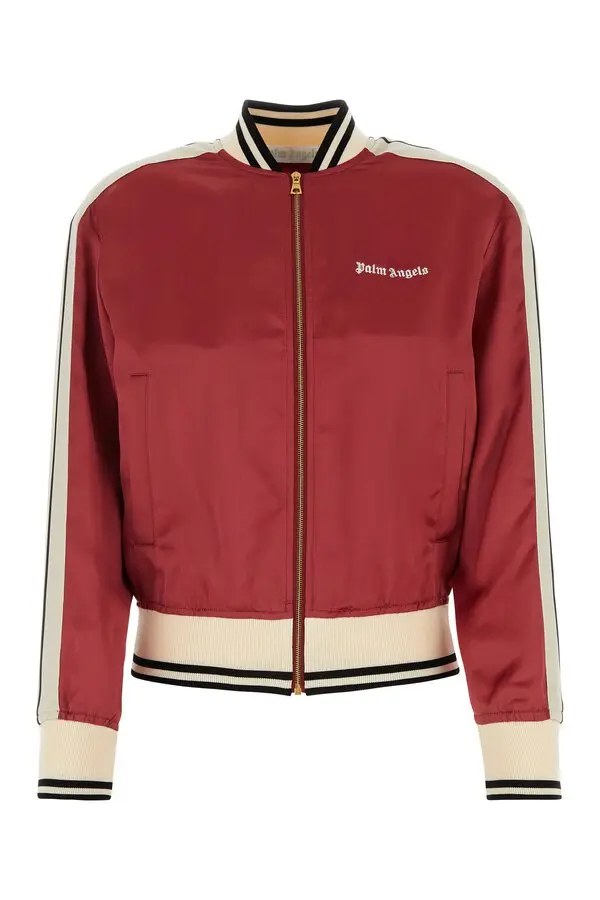 Palm Angels Viscose Bomber Jacket With Embroidered Logo