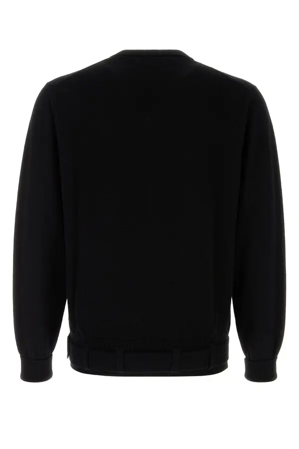 Random Identities Wool Blend V-neck Sweater With Belted Hem