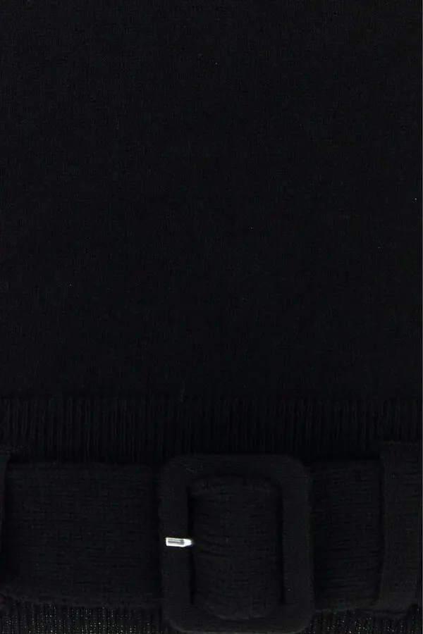 Random Identities Wool Blend V-neck Sweater With Belted Hem