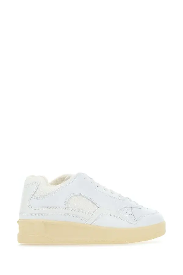 JIL SANDER Leather And Fabric Basket Sneakers - White