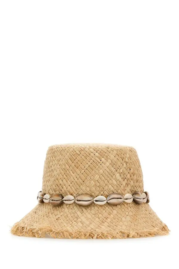 Alanui Raffia Bucket Hat With Seashell Embellishment