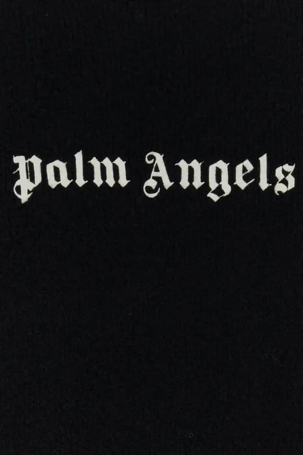 Palm Angels Stretch Wool Blend Sweater With Contrast Logo