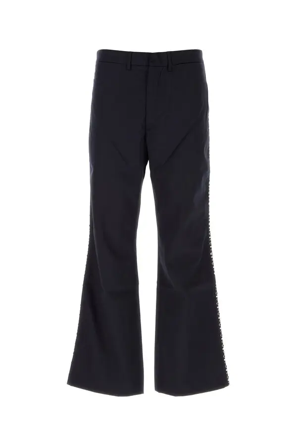 WALES BONNER Midnight Cotton Flare Leg Pants With Metallic Embellishments