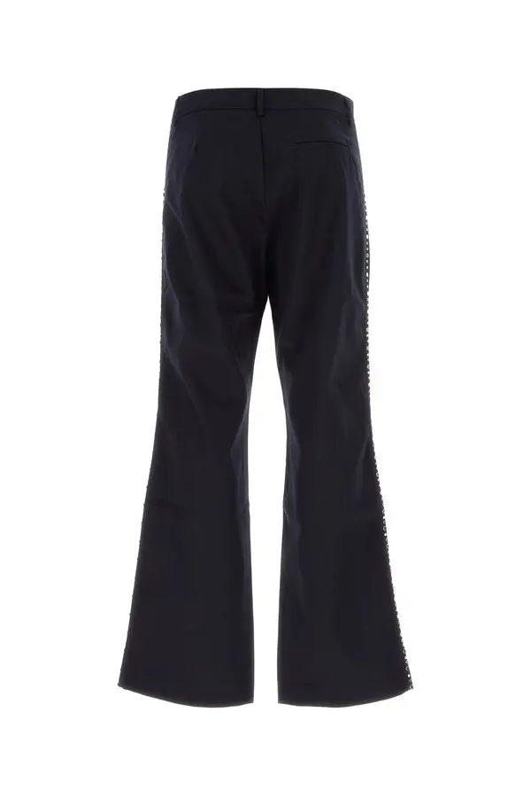 WALES BONNER Midnight Cotton Flare Leg Pants With Metallic Embellishments