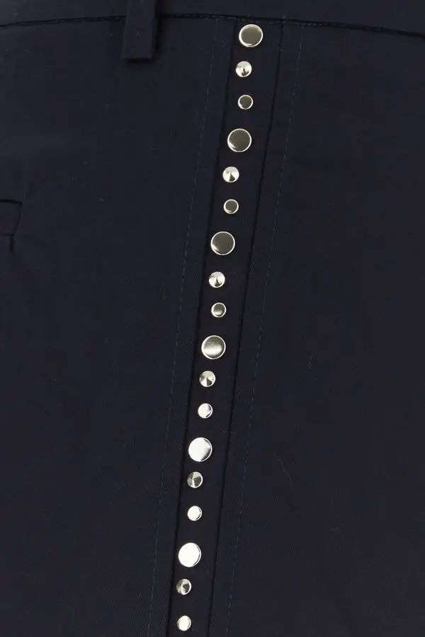 WALES BONNER Midnight Cotton Flare Leg Pants With Metallic Embellishments