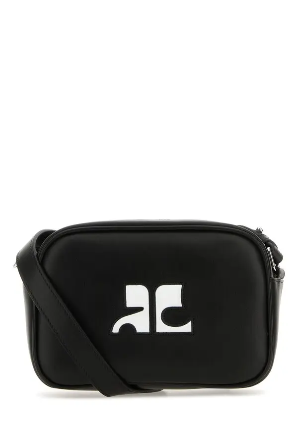 COURREGES Réédition Leather Shoulder Bag With Contrasting Logo