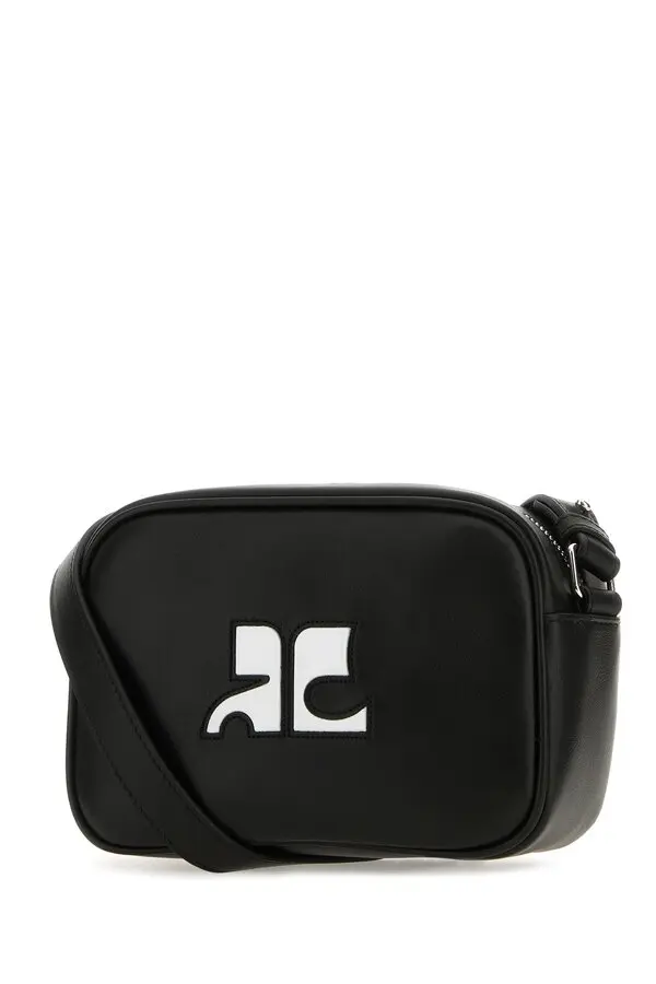 COURREGES Réédition Leather Shoulder Bag With Contrasting Logo
