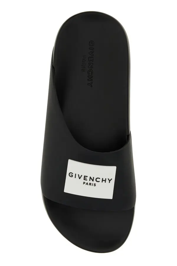Givenchy Rubber Slides With Logo Label - Black