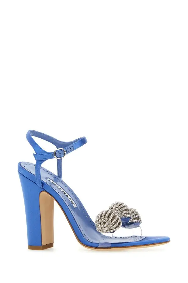 Manolo Blahnik Satin Embellished Sandals