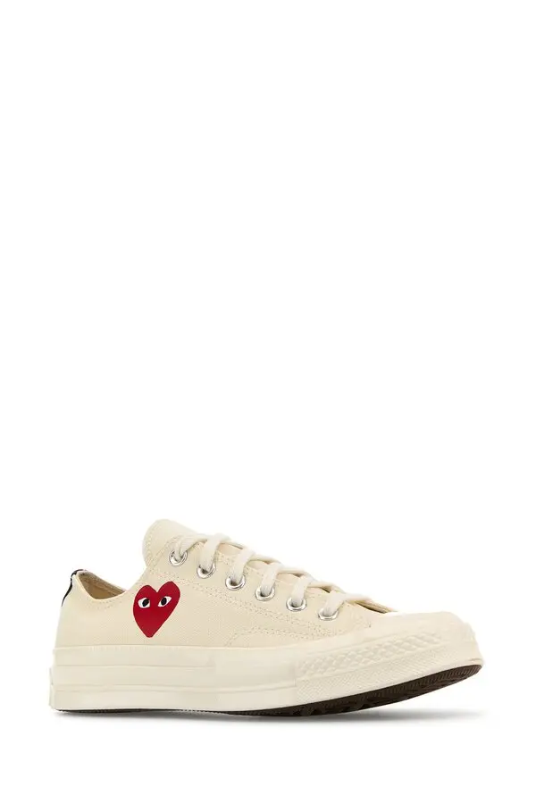 Play Comme Des Garcon X Converse Canvas Sneakers - White