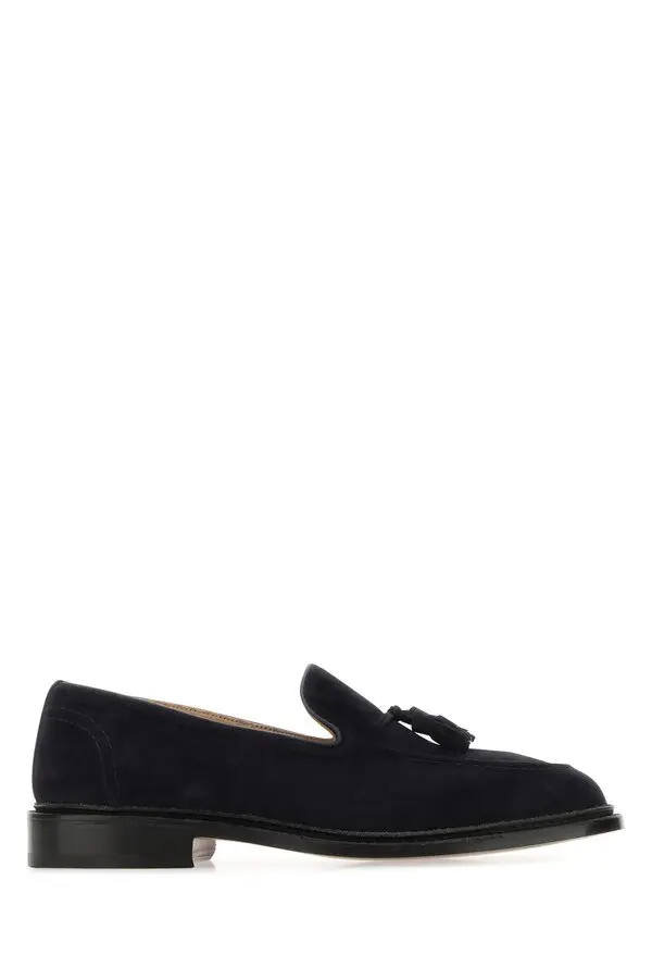TRICKER'S Navy Suede Elton Loafers With Tassel Detailing - Blue