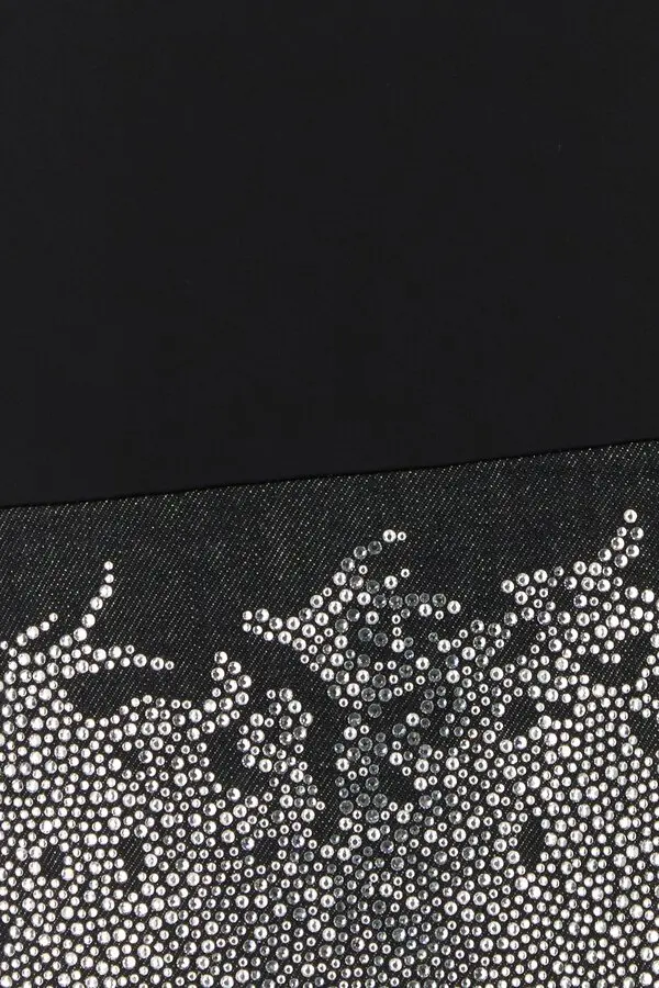 JW Anderson Triacetate Blend Dress With Rhinestone Embellished Denim Hem