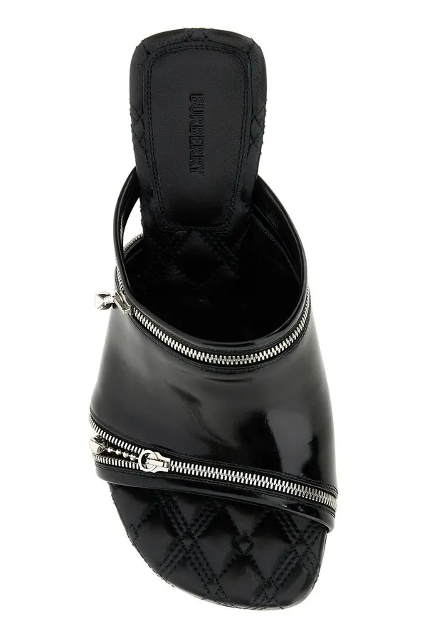 Burberry Leather Peep Mules