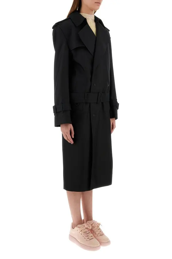 Burberry Silk Blend Trench Coat - Black