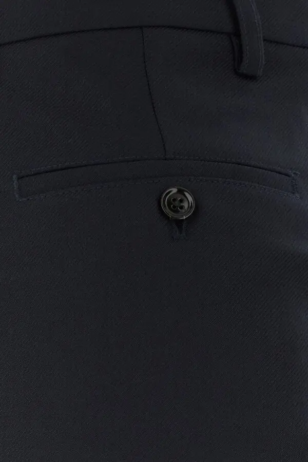 Ami Midnight Wool Pants With Inverted Pleats - Blue
