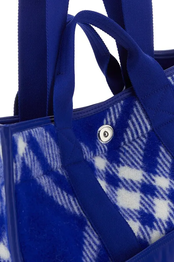 Burberry Embroidered Fabric Knight Shopping Bag - White