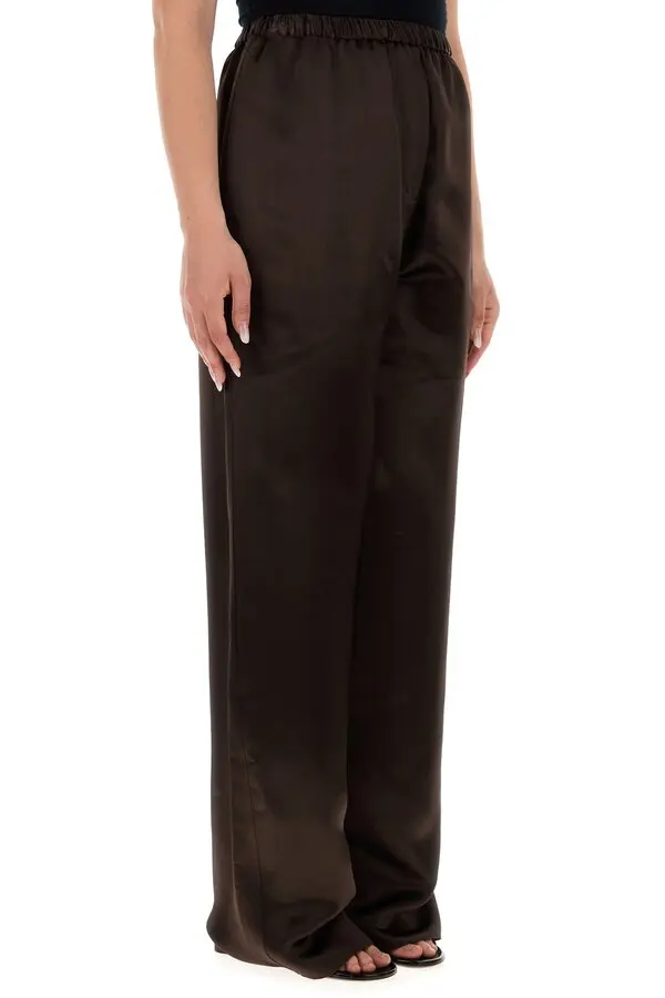 FERRAGAMO Dark Satin Palazzo Pants