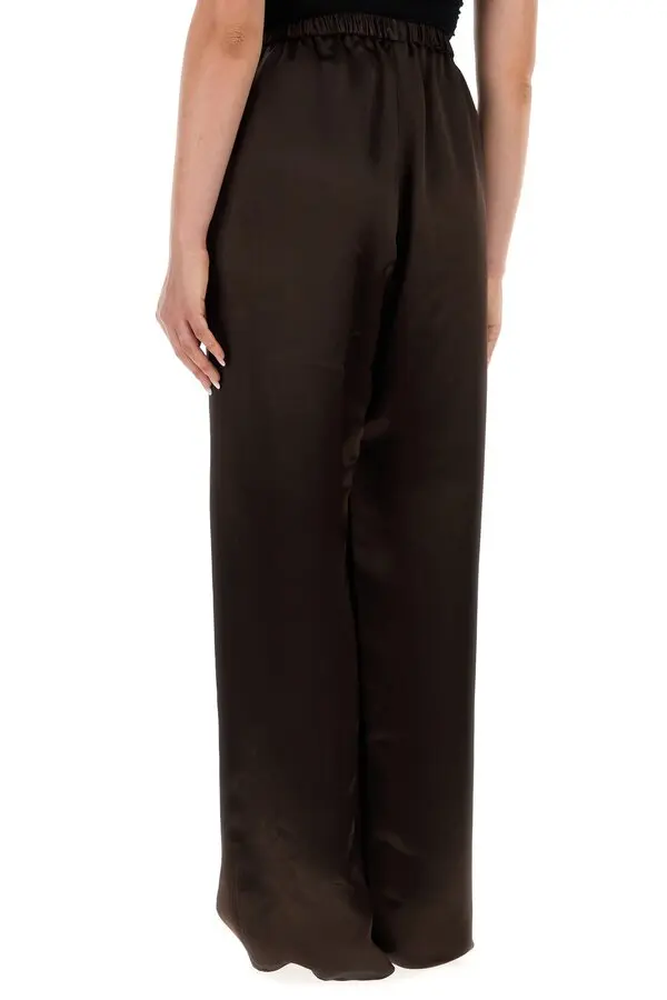 FERRAGAMO Dark Satin Palazzo Pants