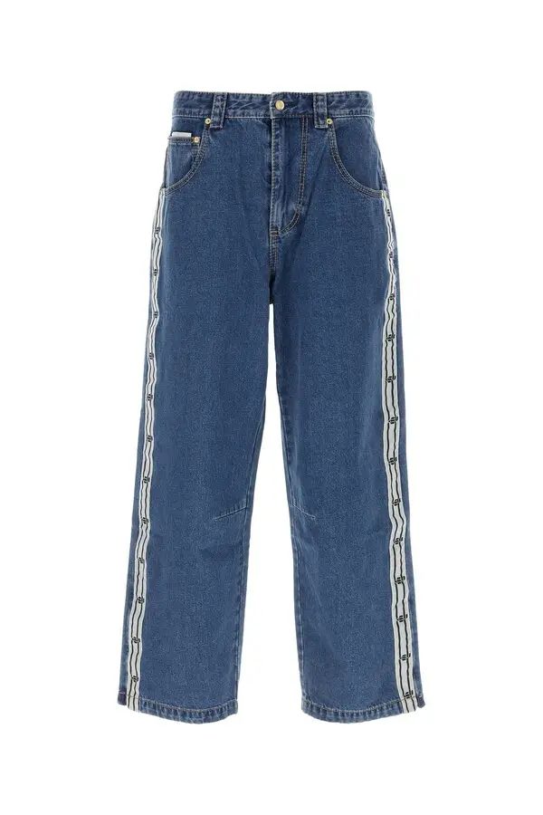 Eytys Wide-leg Denim Jeans With Contrasting Logo Bands