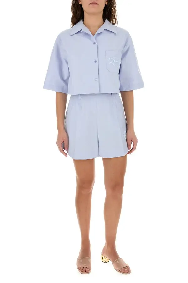 Givenchy Powder Cotton Cropped Shirt