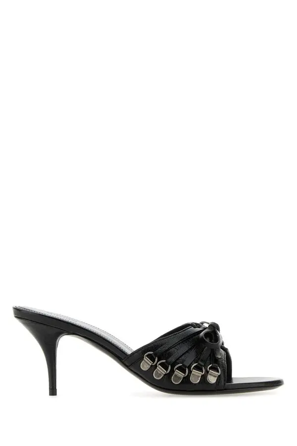 Balenciaga Leather Cagole Mules - Black