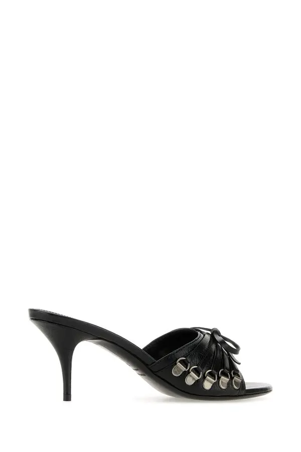 Balenciaga Leather Cagole Mules - Black