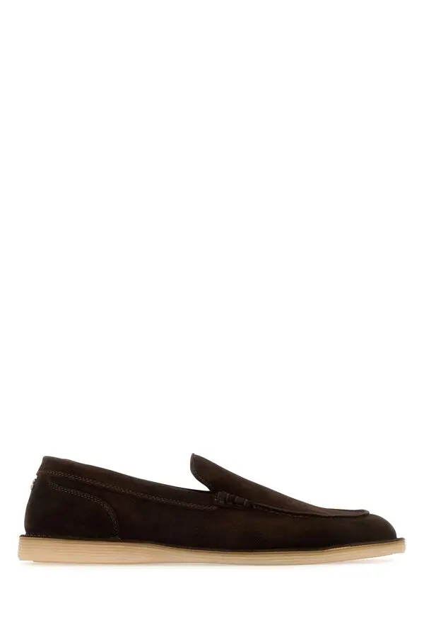 Dolce & Gabbana Suede Florio Loafers With Metal Dg Detail - Brown