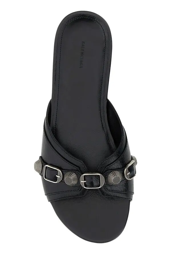 Balenciaga Leather Slippers With Metal Details