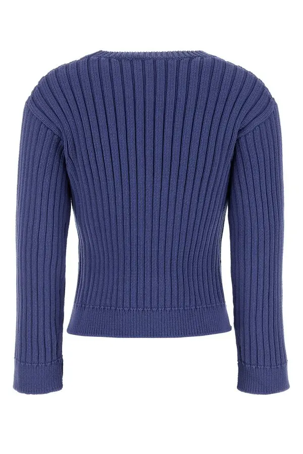 Marni Ribbed Cotton Blend Sweater With Embroidered Logo