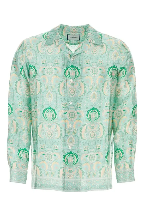 PANTAMOLLE Printed Satin Perga Faket Shirt - White