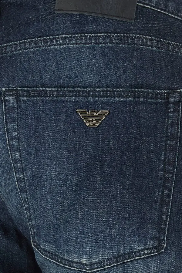 Emporio Armani Stonewashed Stretch Cotton Denim Jeans