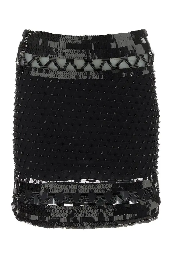 Alberta Ferretti Embellished Mesh Mini Skirt - Black