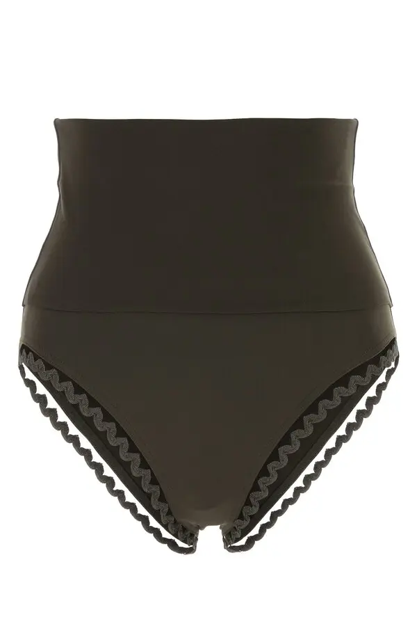 ERES Dark Stretch Nylon Bikini Bottom With Tonal Inserts - Brown