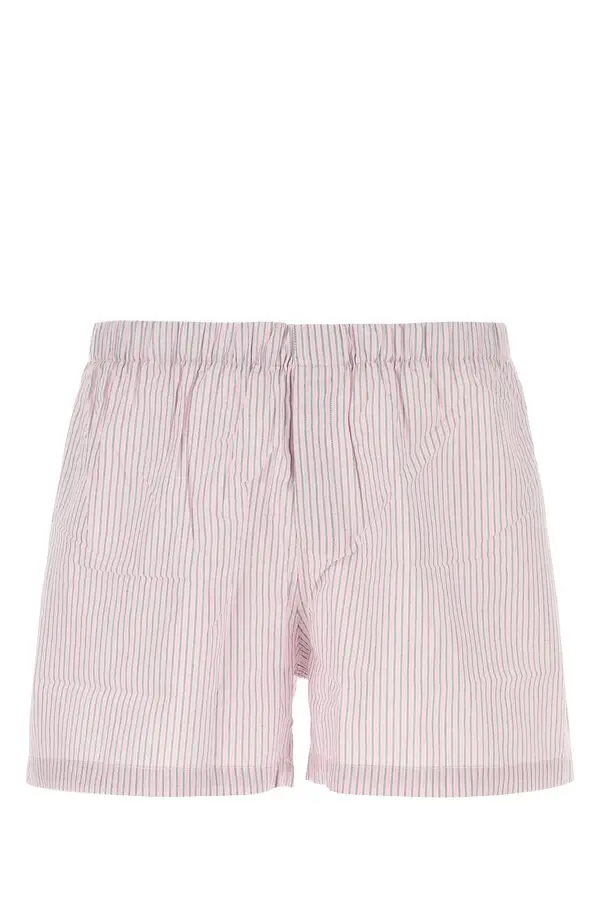 Gimaguas Embroidered Striped Cotton Pyjama Shorts - White