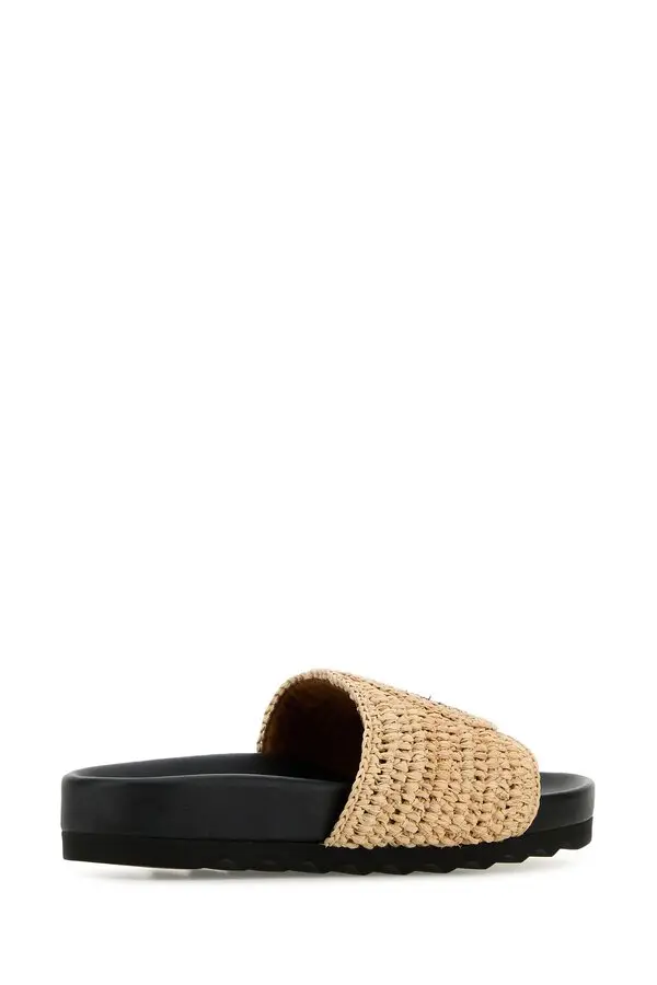 Stella McCartney Raffia Elyse Slippers With Logo Patch