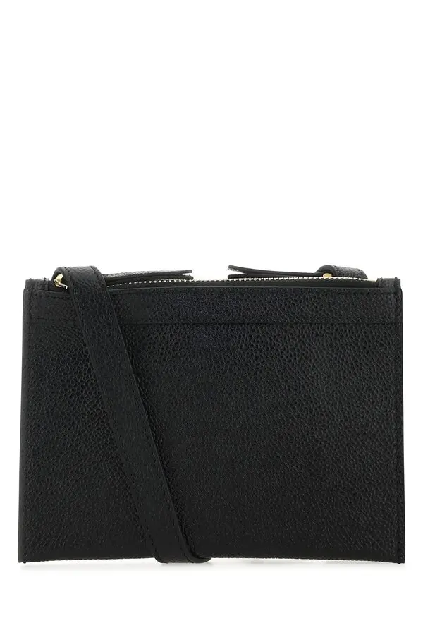 Thom Browne Grained Leather Document Holder With Tricolor Label