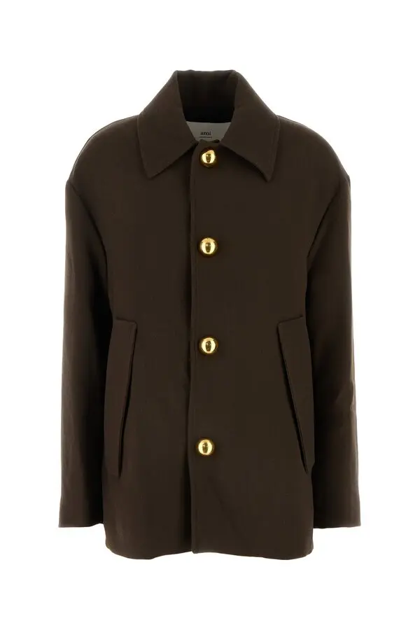 AMI Paris Wool Jacket With Half-belt Detail