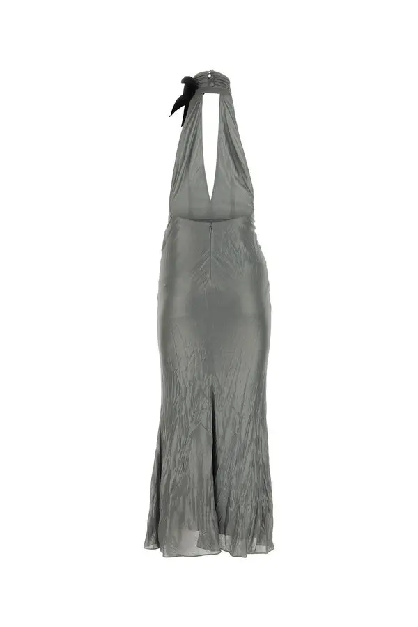 Alessandra Rich Halterneck Plunge V-neck Dress