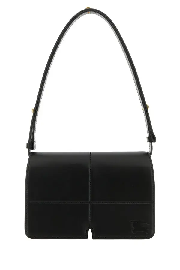 Burberry Leather Shoulder Bag With Embossed Logo - Black