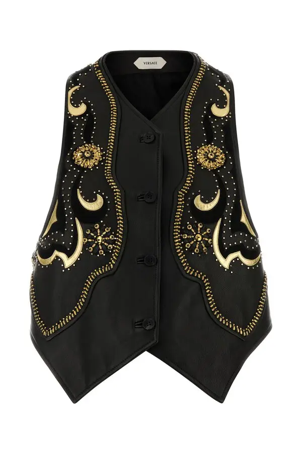 Versace Nappa Leather Vest - Black