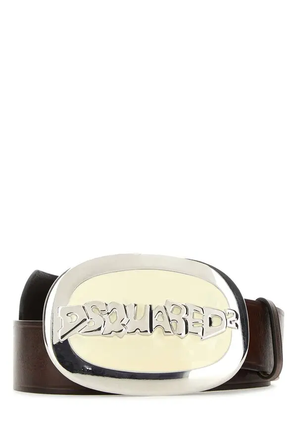 Dsquared2 Leather Belt With Logo Buckle - Brown