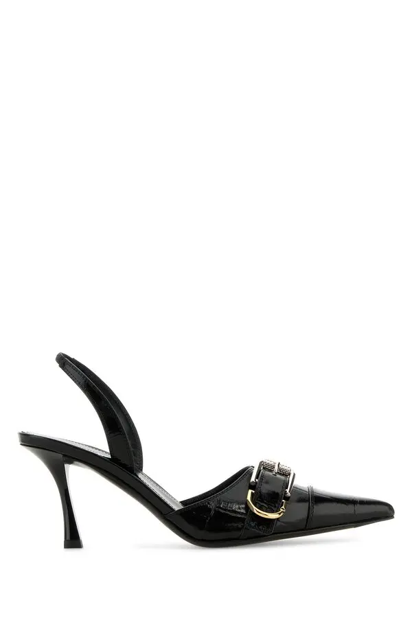 Givenchy Voyou Embossed Calf Leather Slingback Pumps With Buckle Detail